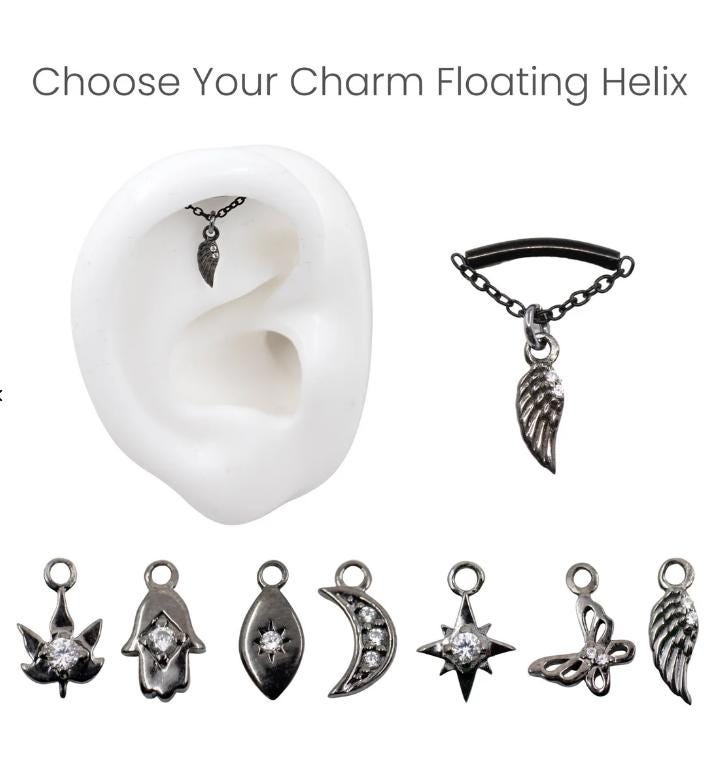 Charmed Floating Helix Top (rose Gold Earring Chain Connector, Ear ...