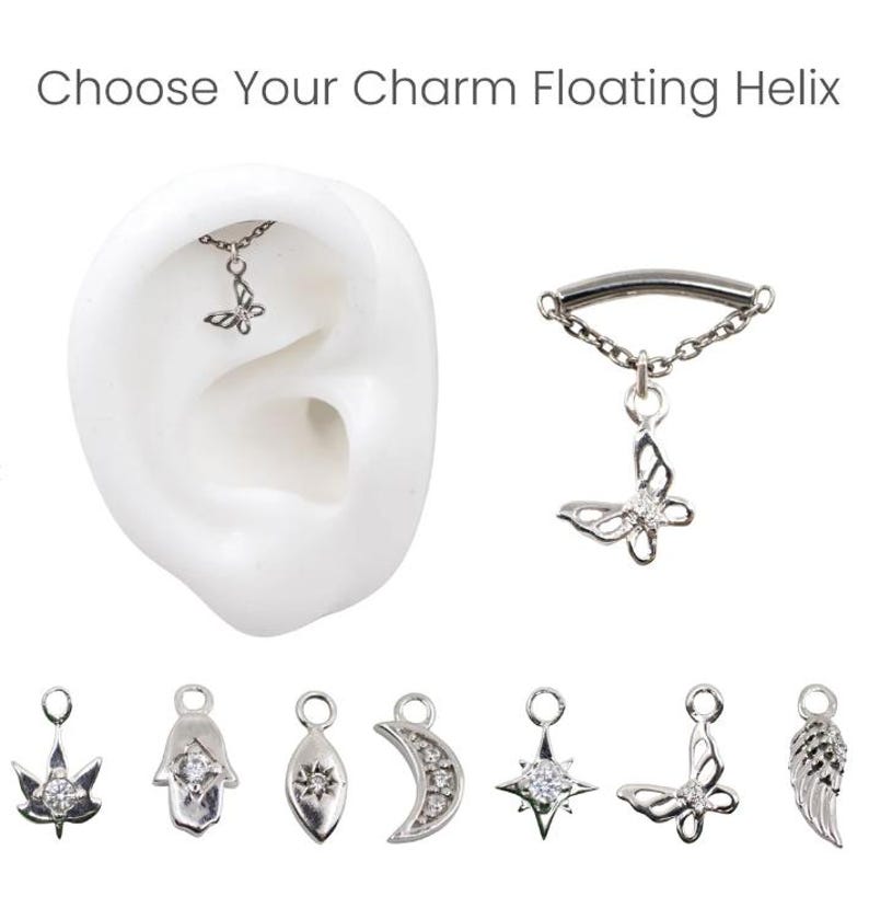 Charmed Floating Helix Top (rose Gold Earring Chain Connector, Ear ...