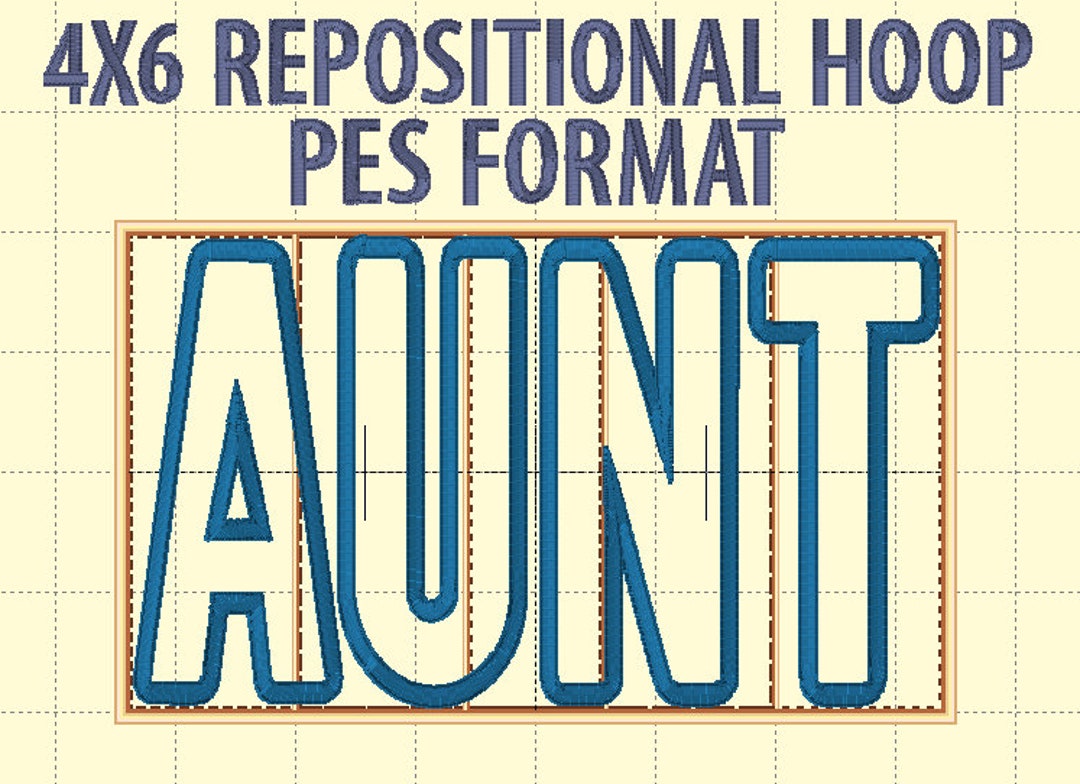 Aunt Applique Repositional Hoop Machine Embroidery File Pes Format ...