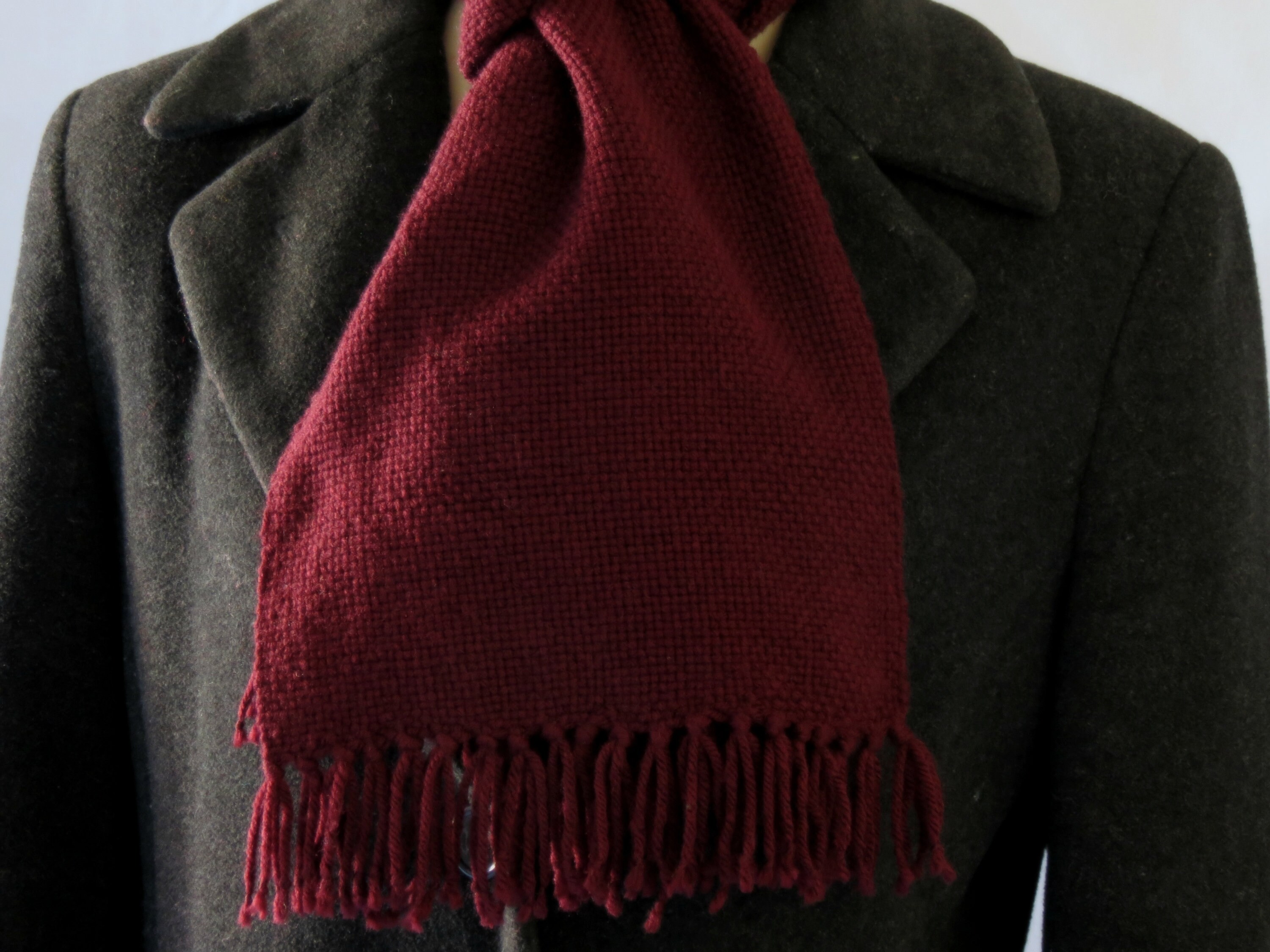 Rigid Heddle Loom Woven Scarf in Deep Red Bordeaux Acrylic - Etsy