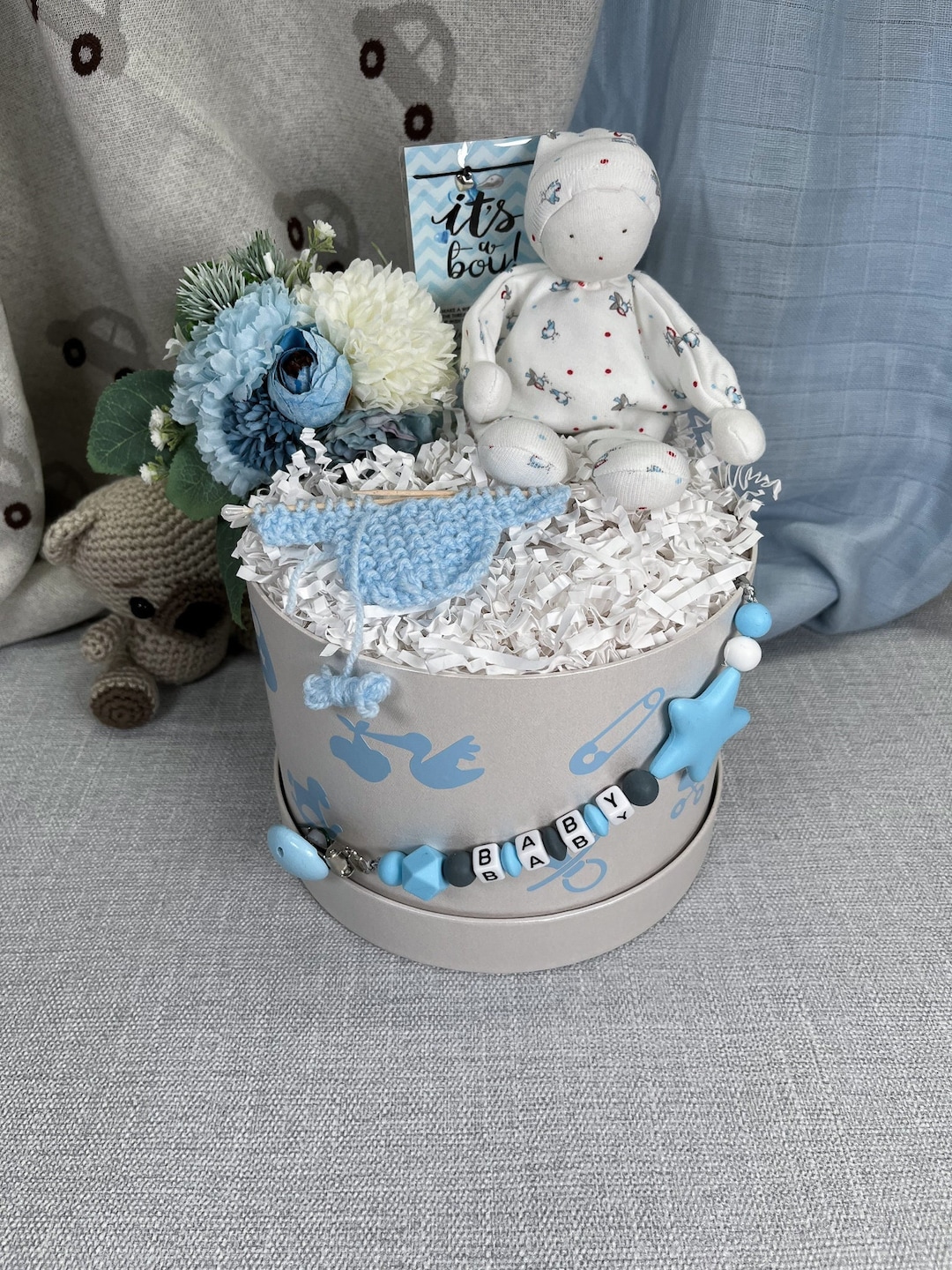 1 Tier Nappy Cake, Baby Shower Decoration, Unique Baby Gift, It's a Boy ...