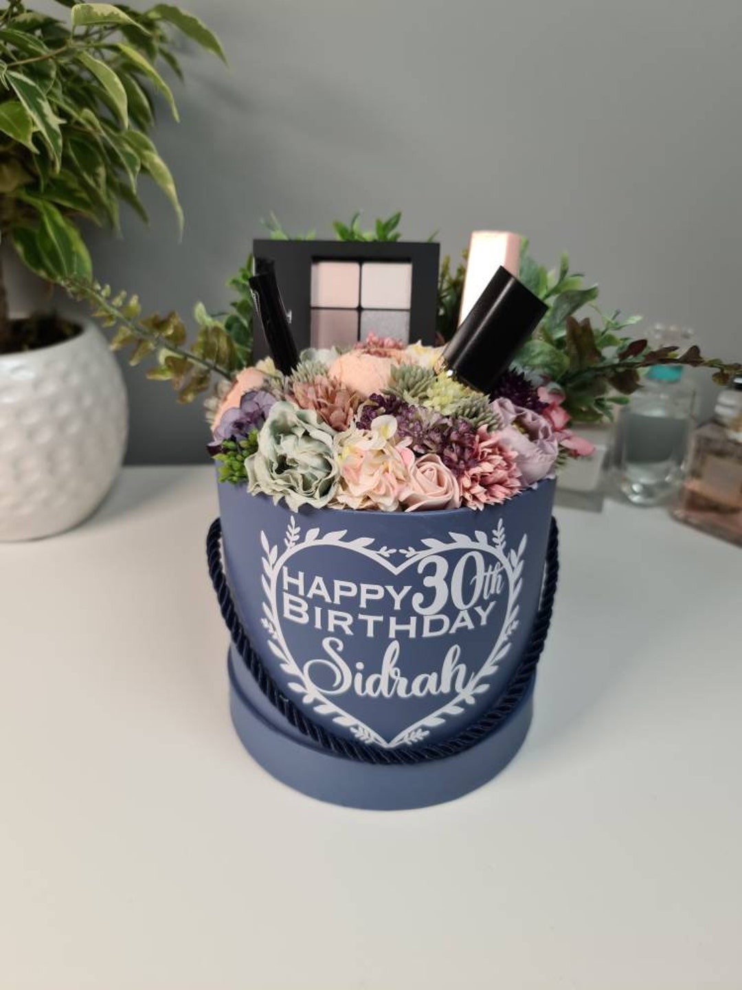 Personalised Makeup Bouquet, Floral Gift Box, Pamper Hamper - Etsy UK