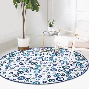 Evil Eye Round Rug|non-slip Round Carpet|good Luck Circle Carpet|nazar ...