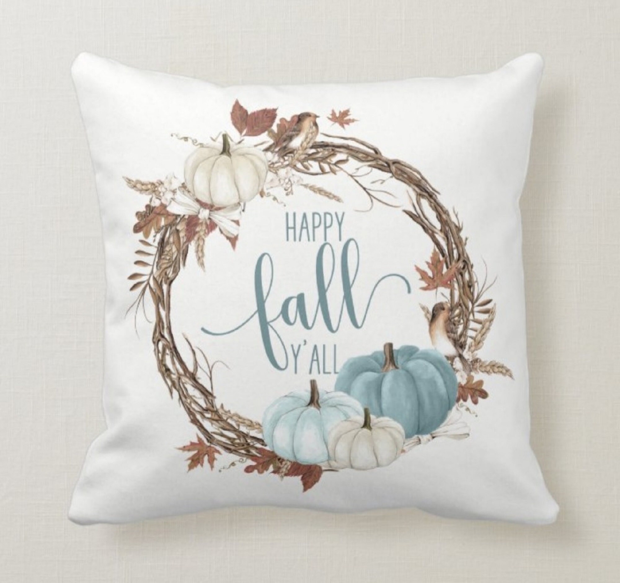 Fall Trend Pillow Coverautumn Cushion Caseblue Pumpkin Throw | Etsy