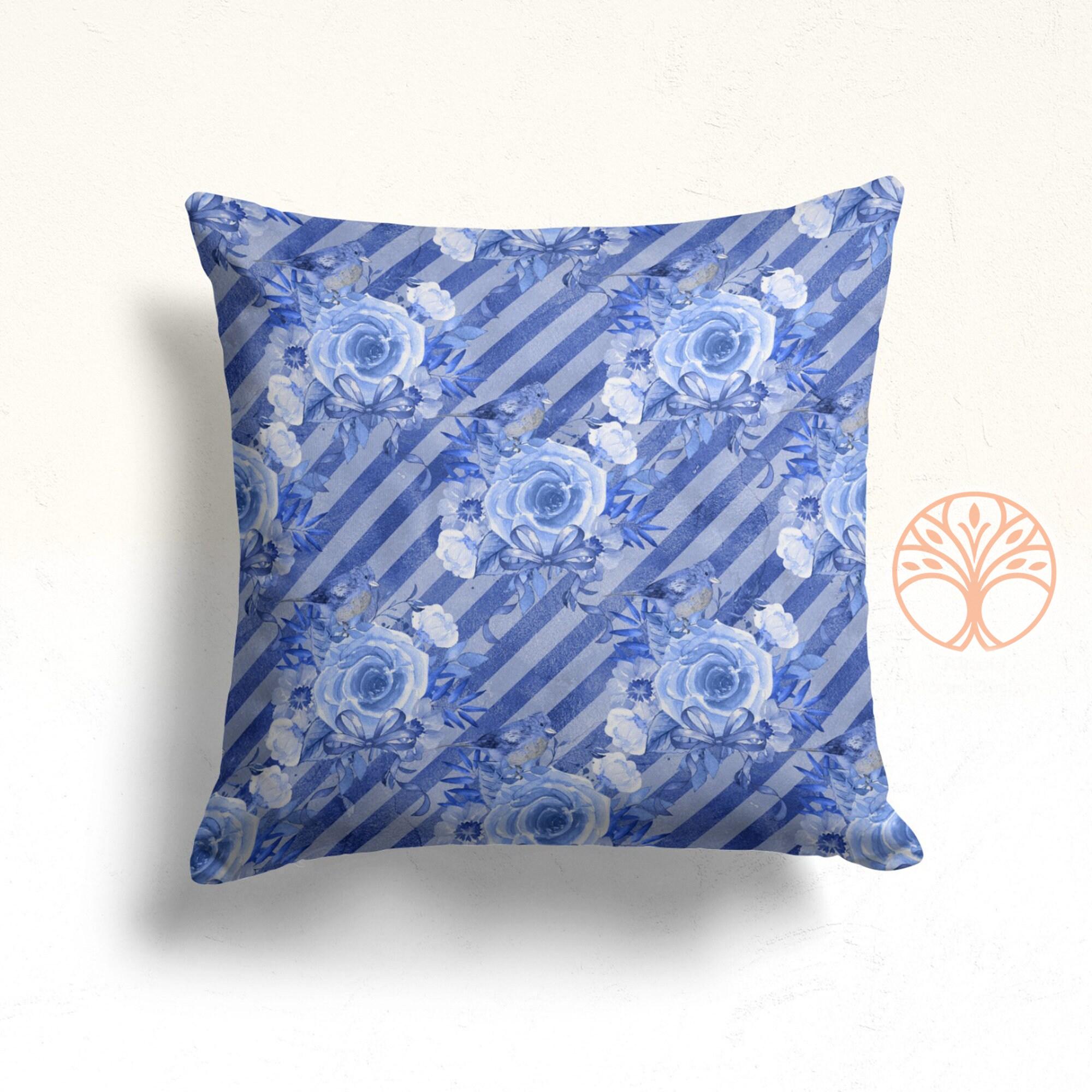 Blue Rose Pillow Case|floral Porch Decor|floral Cushion Cover|farmhouse ...