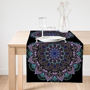 Tiled Mandala Table Runner|high Quality Suede Geometric Table Runner ...