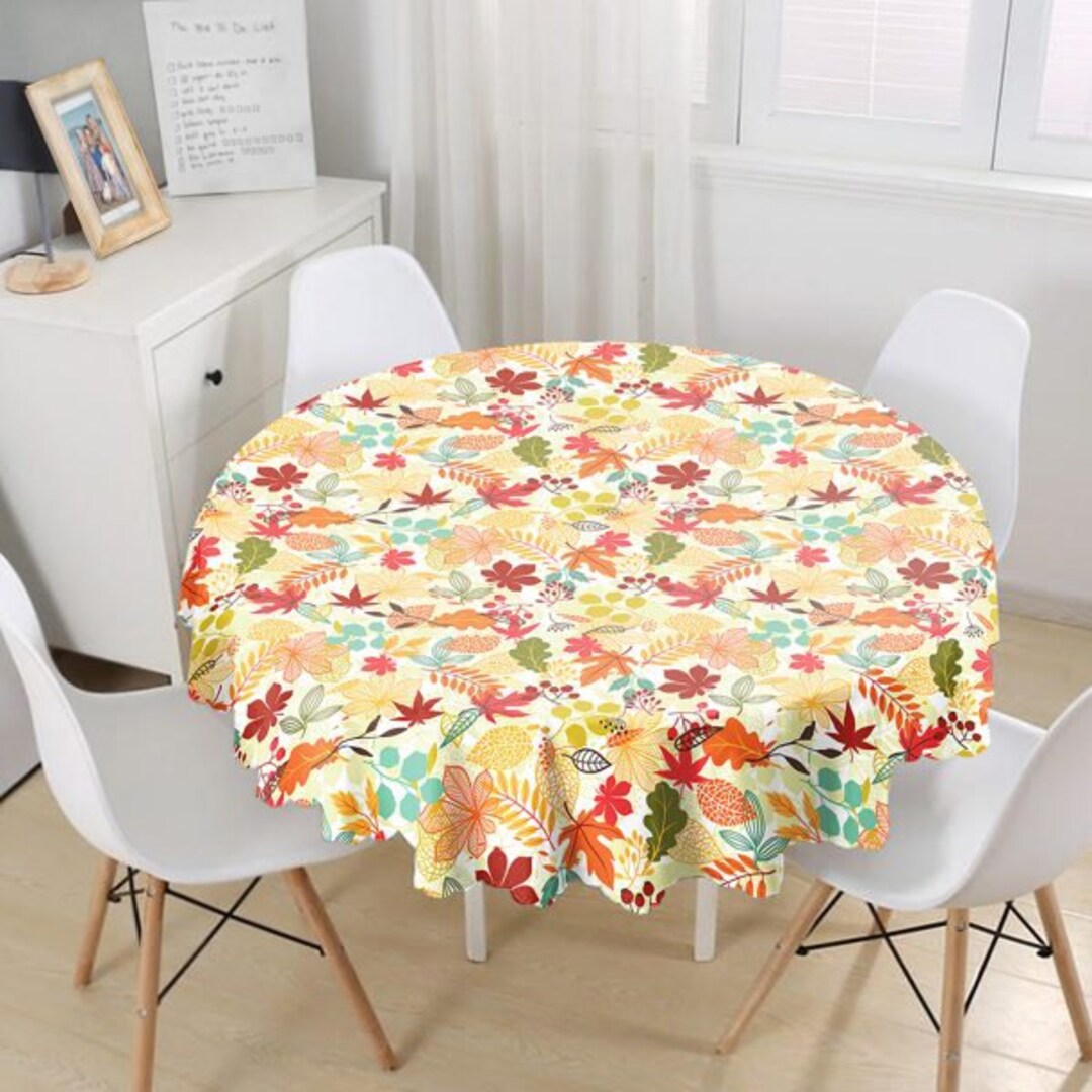 Fall Trend Tablecloth|dry Leaves Print Round Table Linen|housewarming ...