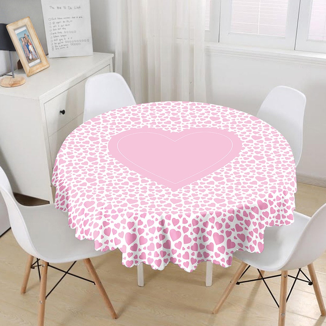 Pink Heart Table Topvalentine Round Tabletopfebruary 14 Decorlove ...