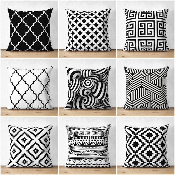 Black And White Geometric Pillow