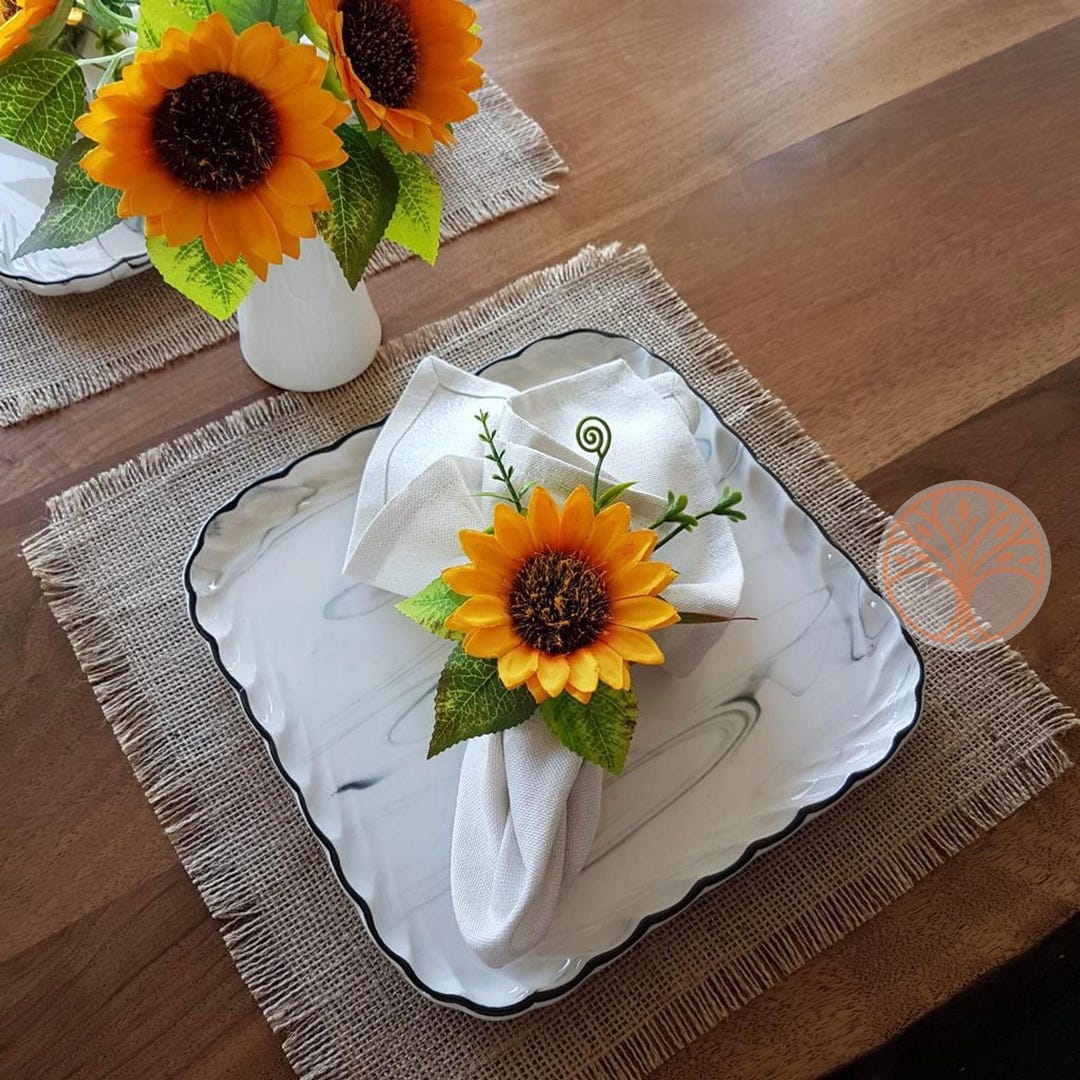Sunflower Napkin Ring|yellow Floral Napkin Holder|farmhouse Style Table ...