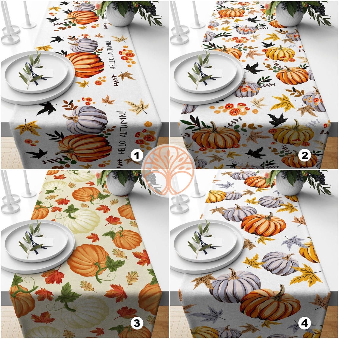 Fall Trend Table Runner|orange and Gray Pumpkin Table Runner|hello ...