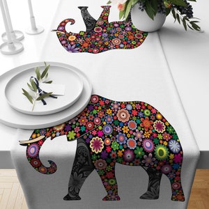Animal Print Table Runner|floral Animal Table Top|colorful Elephant ...
