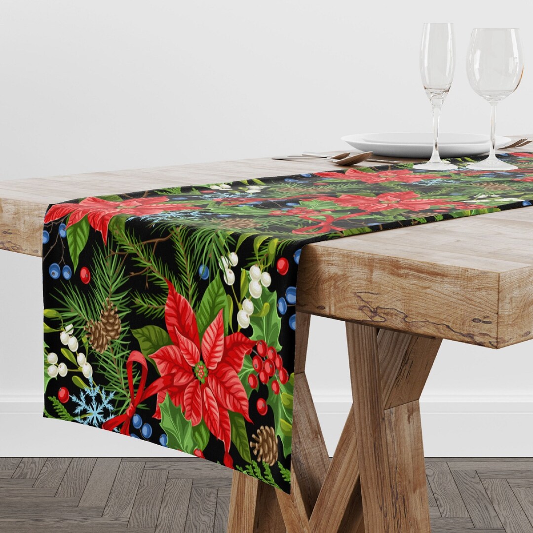 Christmas Table Runners|xmas Flower Table Runner|winter Trend Home ...