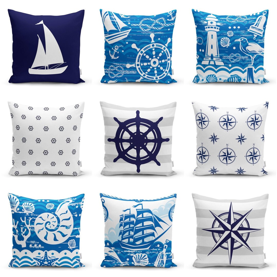 Nautical Pillow Casenavy Anchor Pillow Coverdecorative Yacht ...