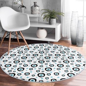 Evil Eye Round Rug|non-slip Round Carpet|good Luck Circle Carpet|nazar ...