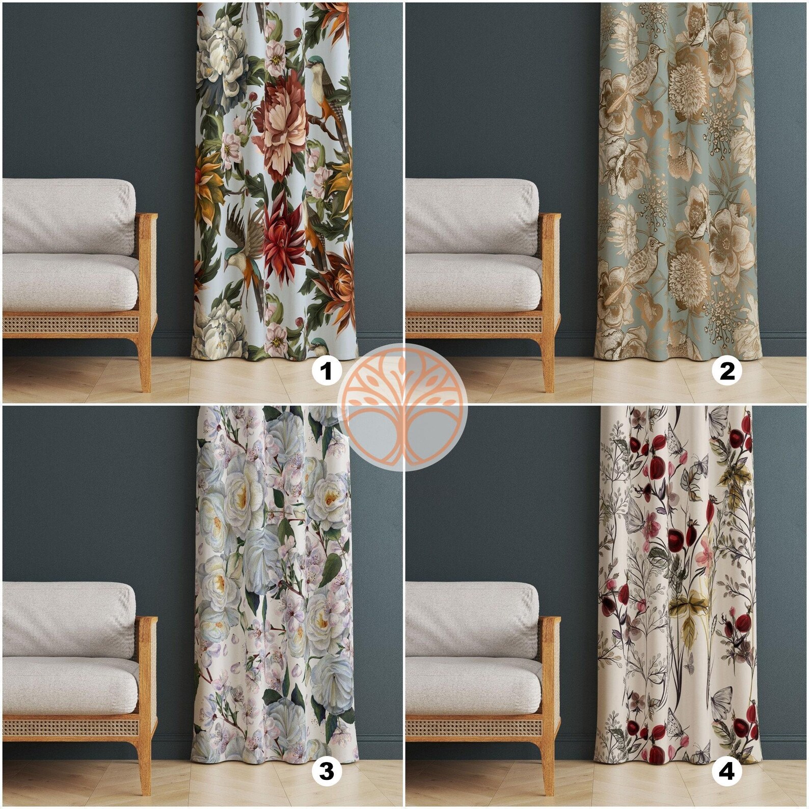 Decorative Floral Curtain|thermal Insulated Floral Window Treatment ...