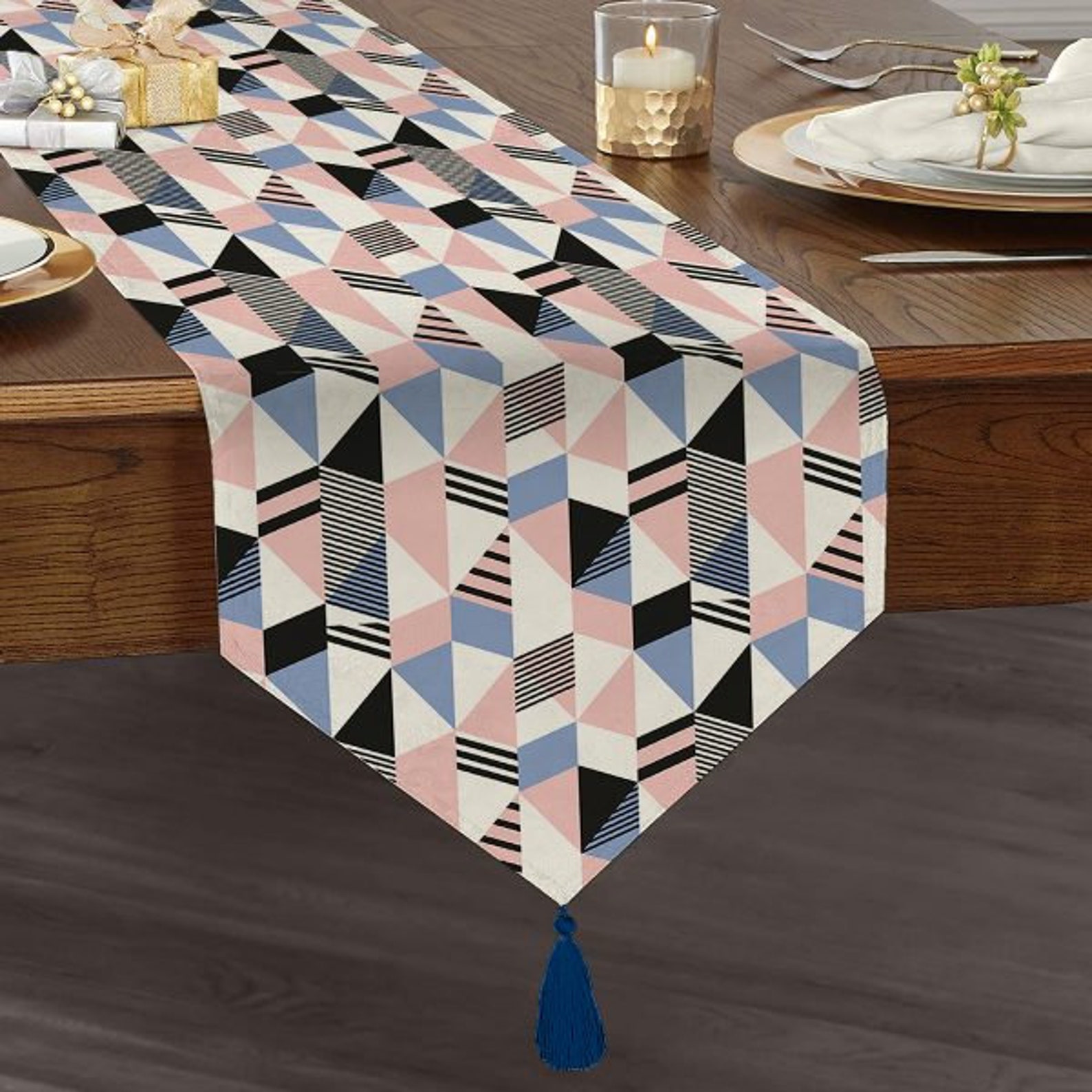 Abstract Geometric Table Runnerhigh Quality Triangle Dining - Etsy