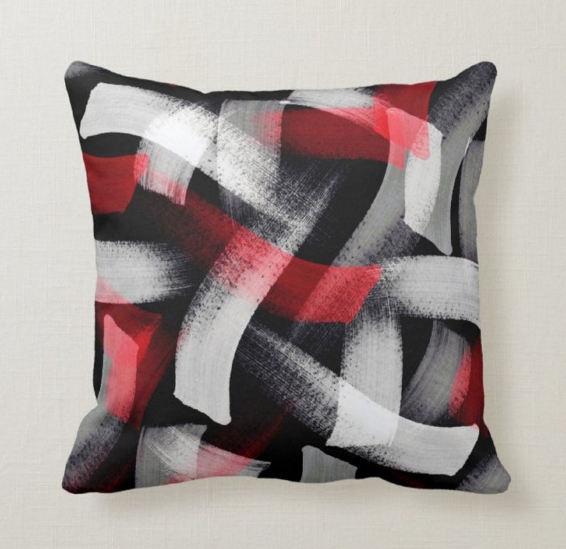 Red Ribbon Throw Pillow Casepolka Dot Pillow Covergeometric - Etsy