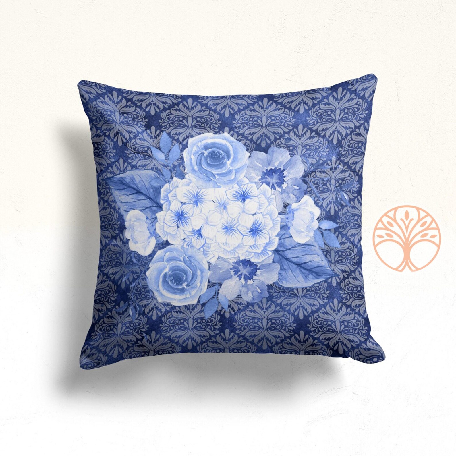 Blue Rose Pillow Case|floral Porch Decor|floral Cushion Cover|farmhouse ...