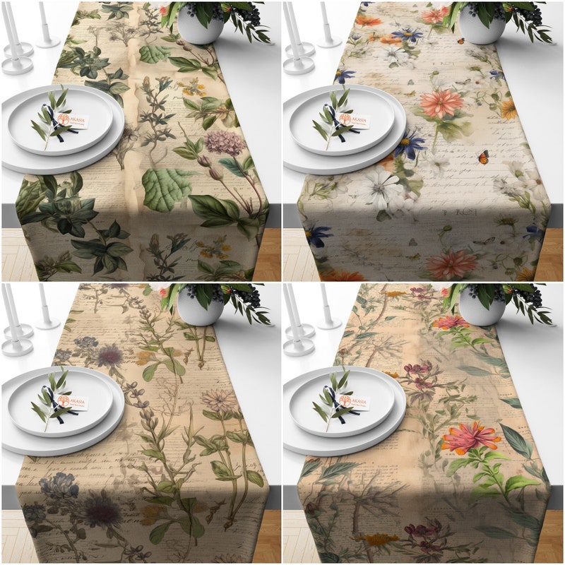 Floral Table Runner - Etsy