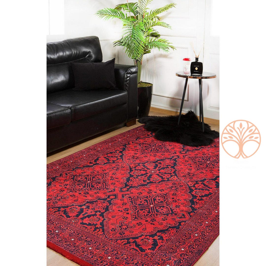 Red Ethnic Rug|farmhouse Style Machine-washable Non-slip Rug|oriental ...
