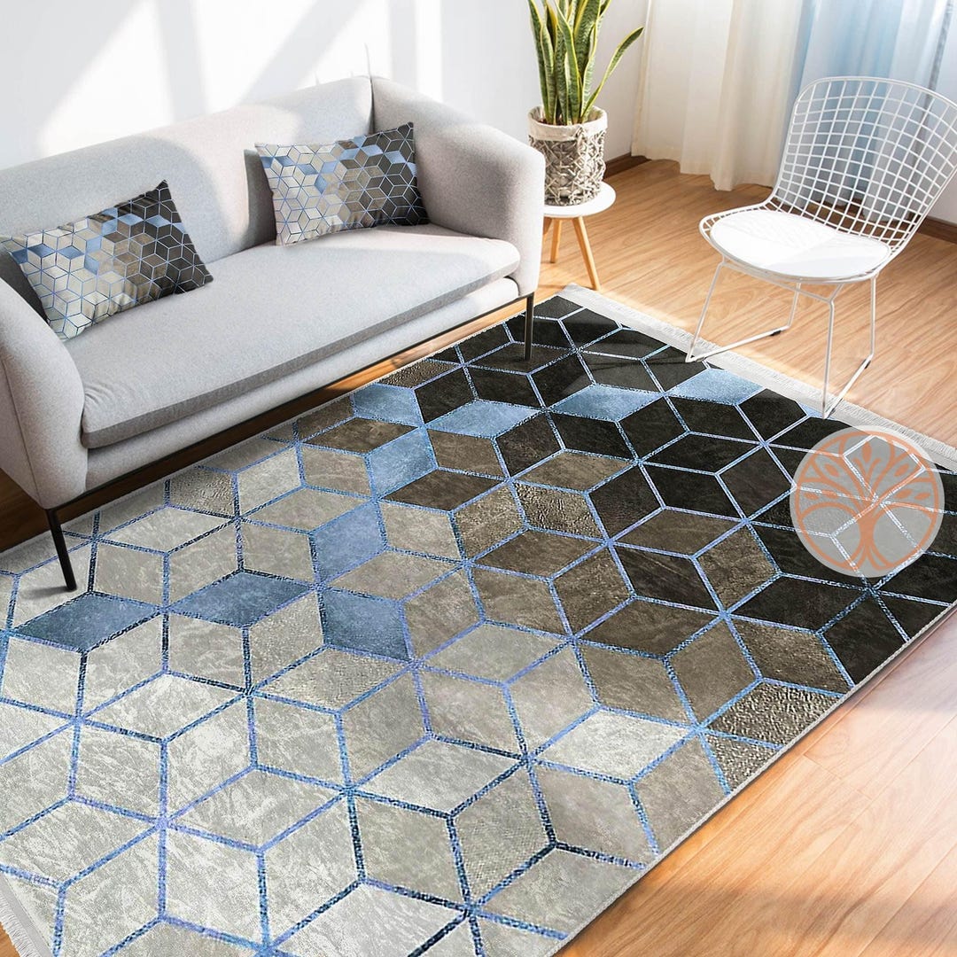 Mosaic Pattern Rug|geometric Area Rug|geometric Carpet|machine-washable ...
