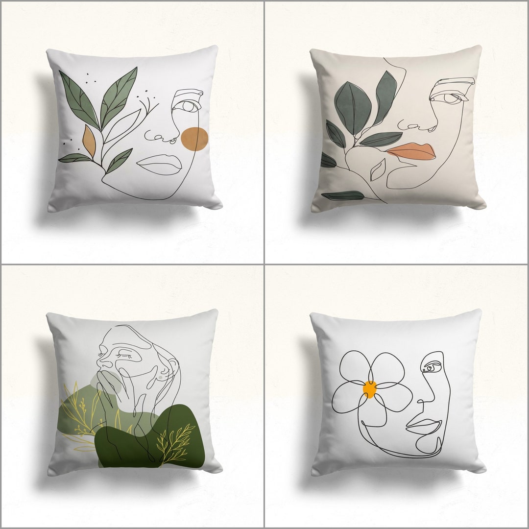 Line Art Pillow Cover|abstract Onedraw Lady Cushion Case|decorative ...