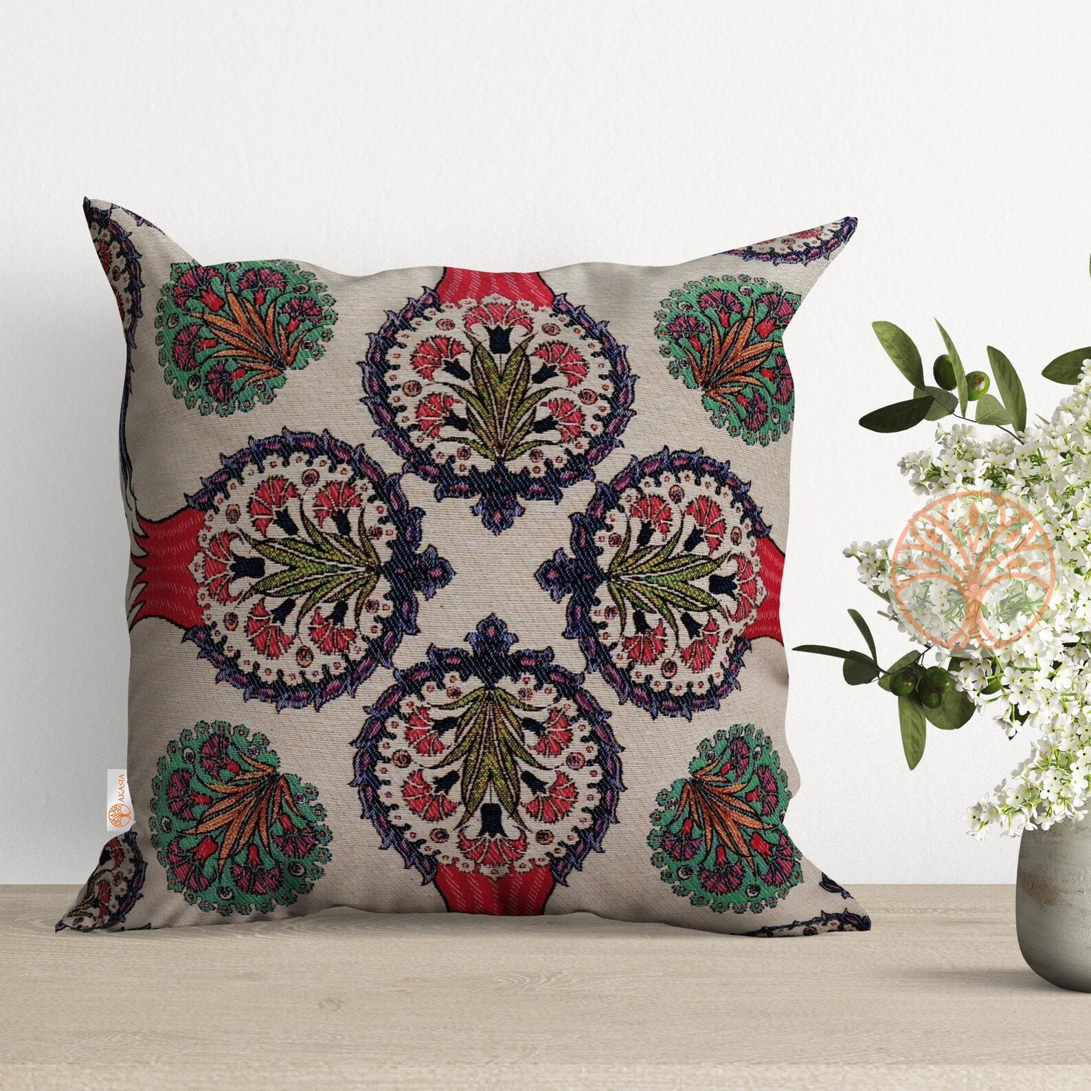 Turkish Tulip Tile Pattern Pillow Cover|gobelin Tapestry Pillowcase ...