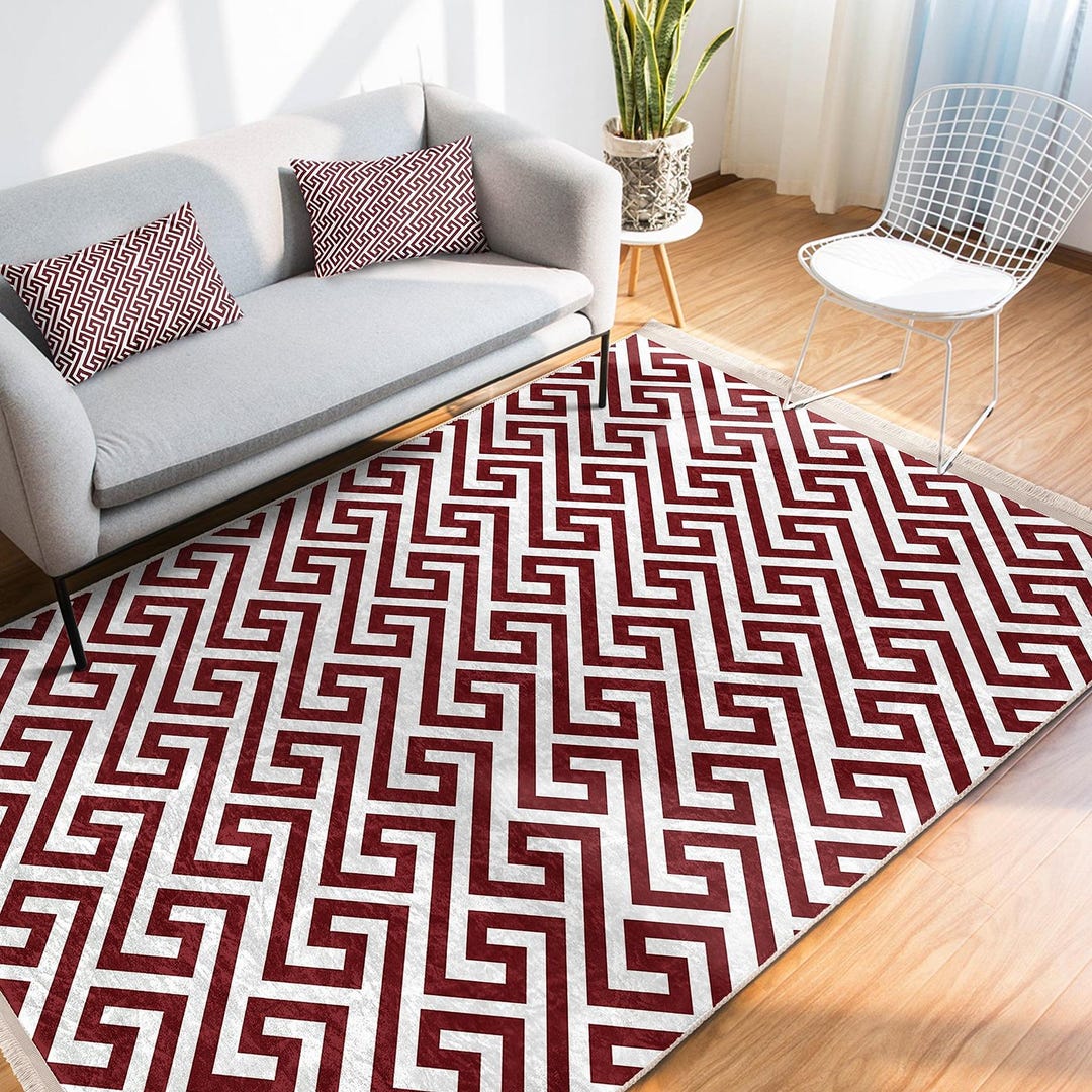 Greek Key Abstract Rug|classic Meander Pattern Carpet|boho Heritage ...