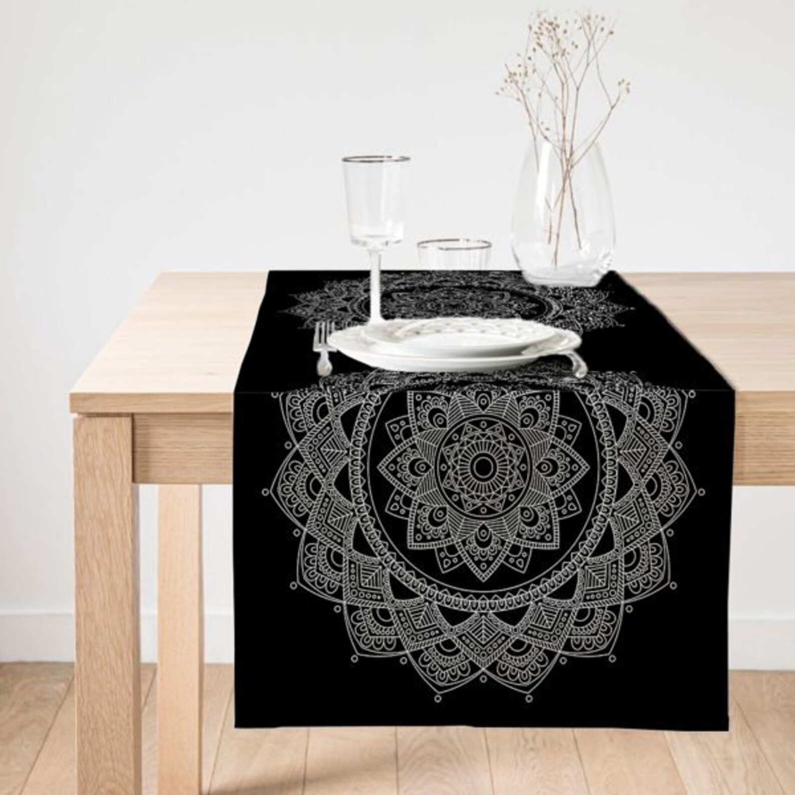 Tiled Mandala Table Runner|high Quality Suede Geometric Table Runner ...