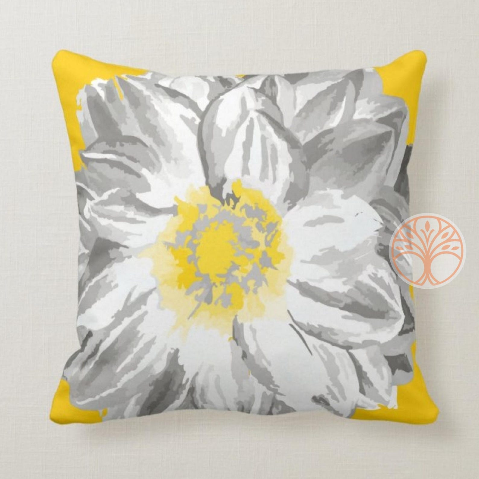 Yellow Floral Pillow Cover|yellow Bird on Tree|decorative Throw Lumbar ...