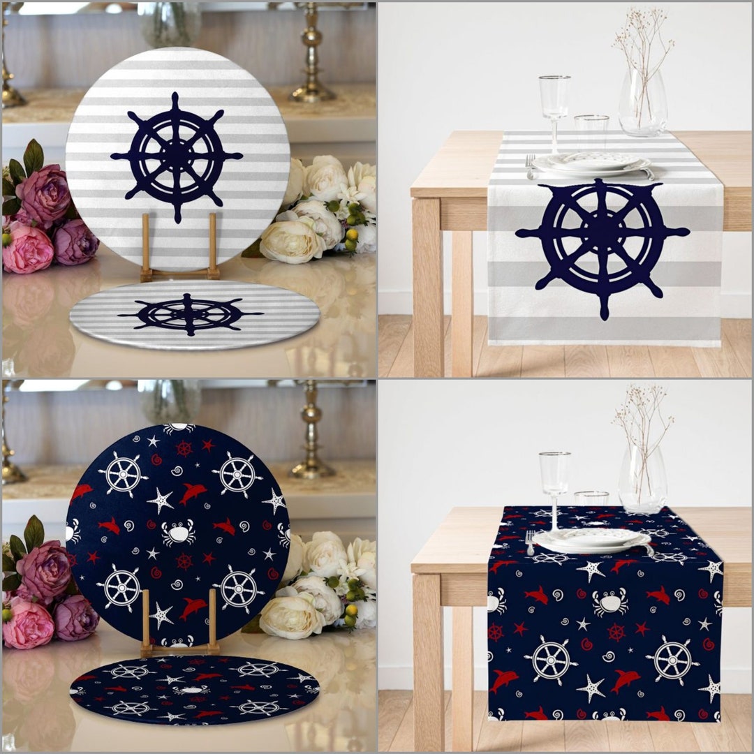 Nautical Placemat & Table Runner|beach House Table Top|set of 2 Coastal ...