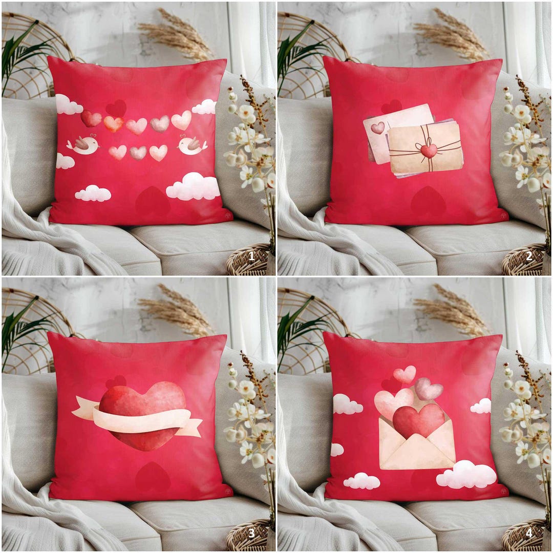 Love Heart Pillow Case|red Romantic Home Decor|envelope Print Cushion ...