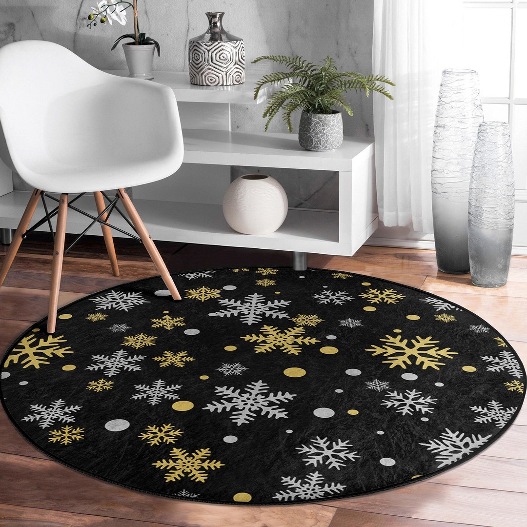 Snowflake Round Rug|winter Non-slip Rug|snowflake Carpet|christmas ...
