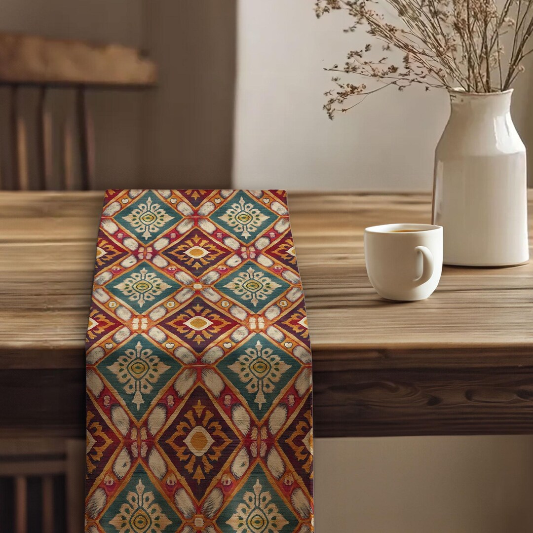 Cultural Table Runner|eclectic Dining Table|bohemian Tablecloth|tribal ...