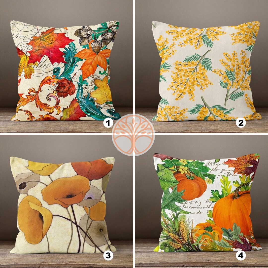 Fall Trend Pillow Cover|autumn Cushion Case|orange Leaves Throw Pillow ...