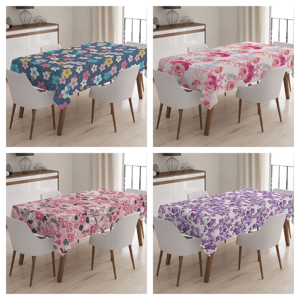 Floral Tablecloth|high Quality Table Cover|table Decor With Pink Blue ...