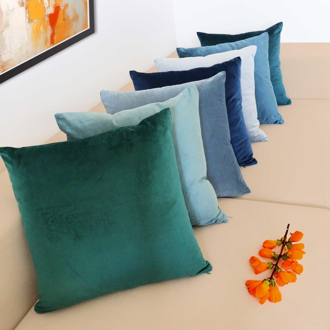 Velvet Pillow Cover|decorative Cushion Case|blue Cushion Case|velvet ...