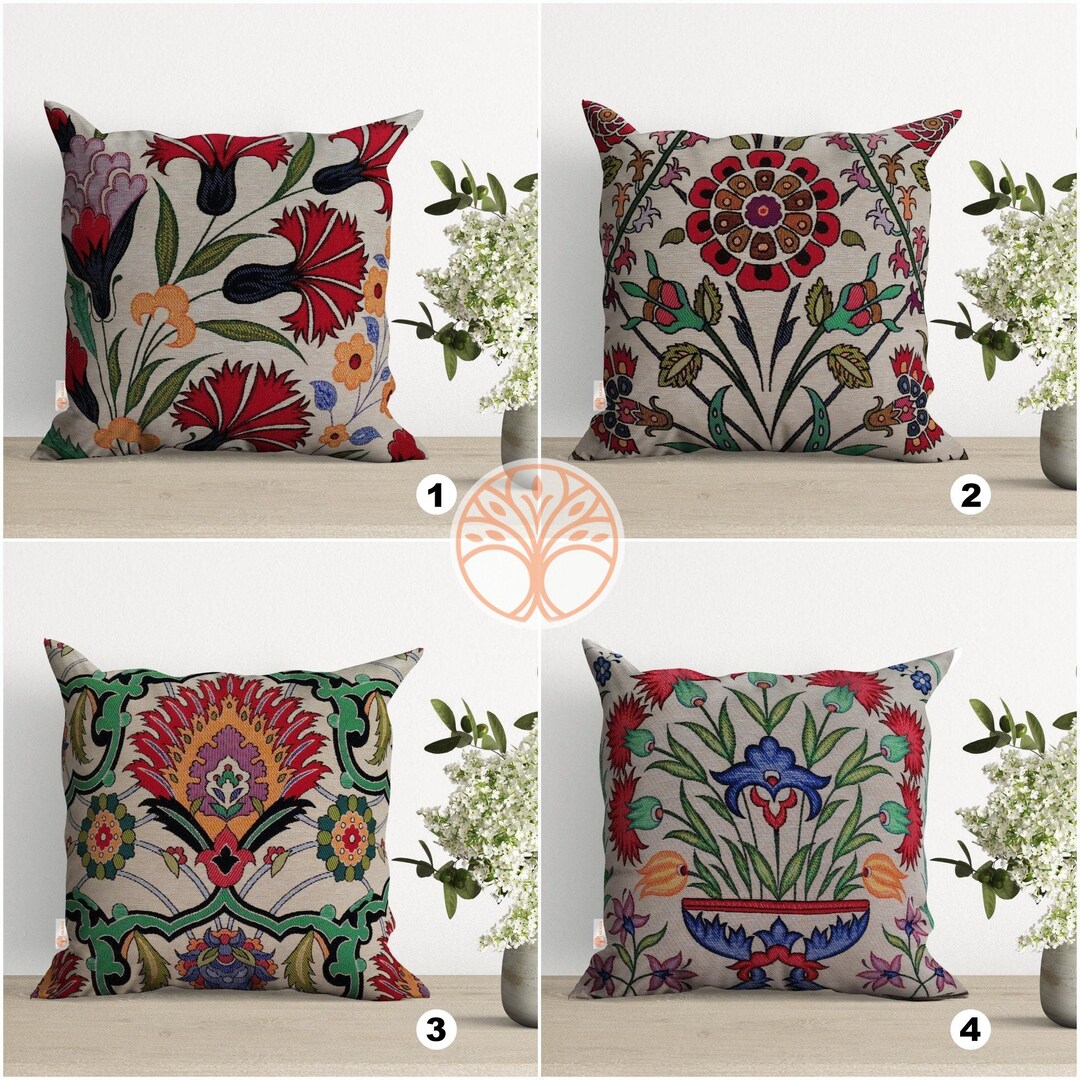 Turkish Tulip Tile Pattern Pillowcase|gobelin Tapestry Pillowcase|woven ...