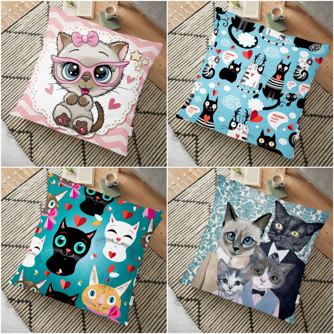 Cute Cats Floor Pillow Coverfloor Cushion Casecat Family - Etsy UK