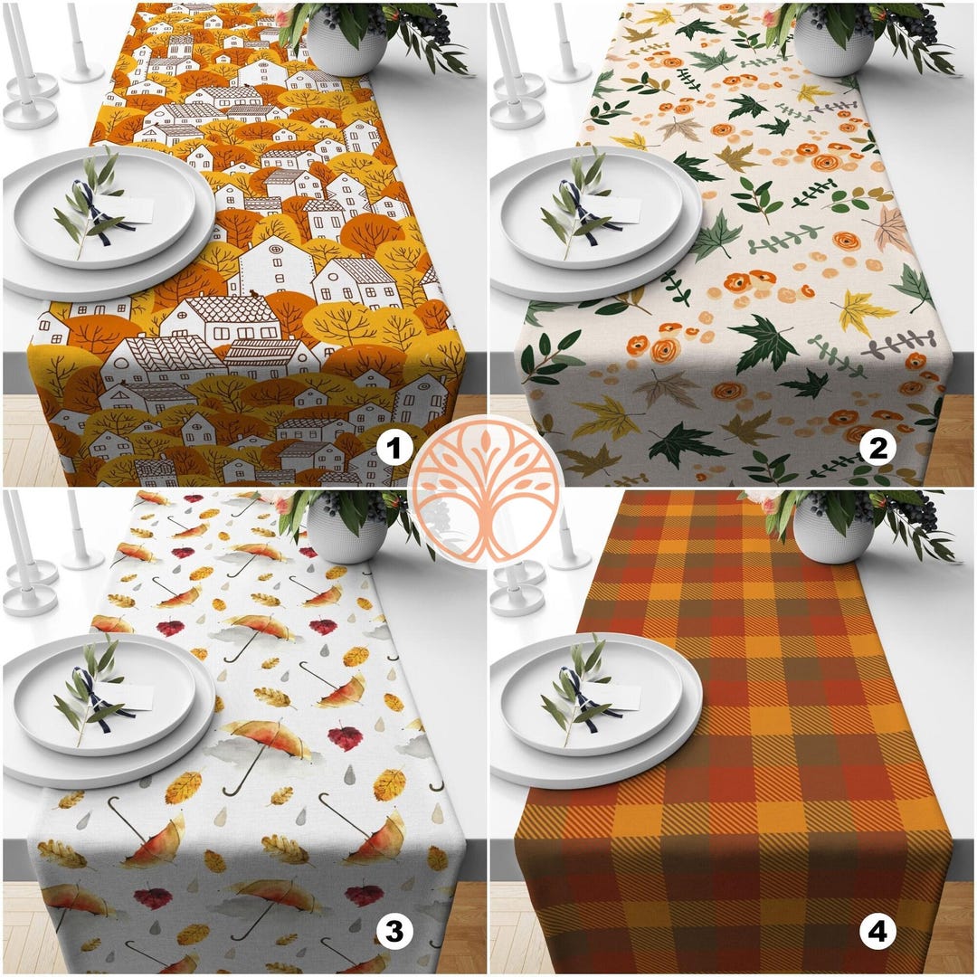 Fall Trend Table Runner|houses With Fall Trees Table Runner|autumn Home ...