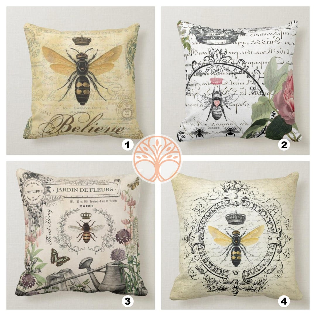 Queen Bee Pillow Case|floral Bee Pillow Cover|decorative Cushion Case ...