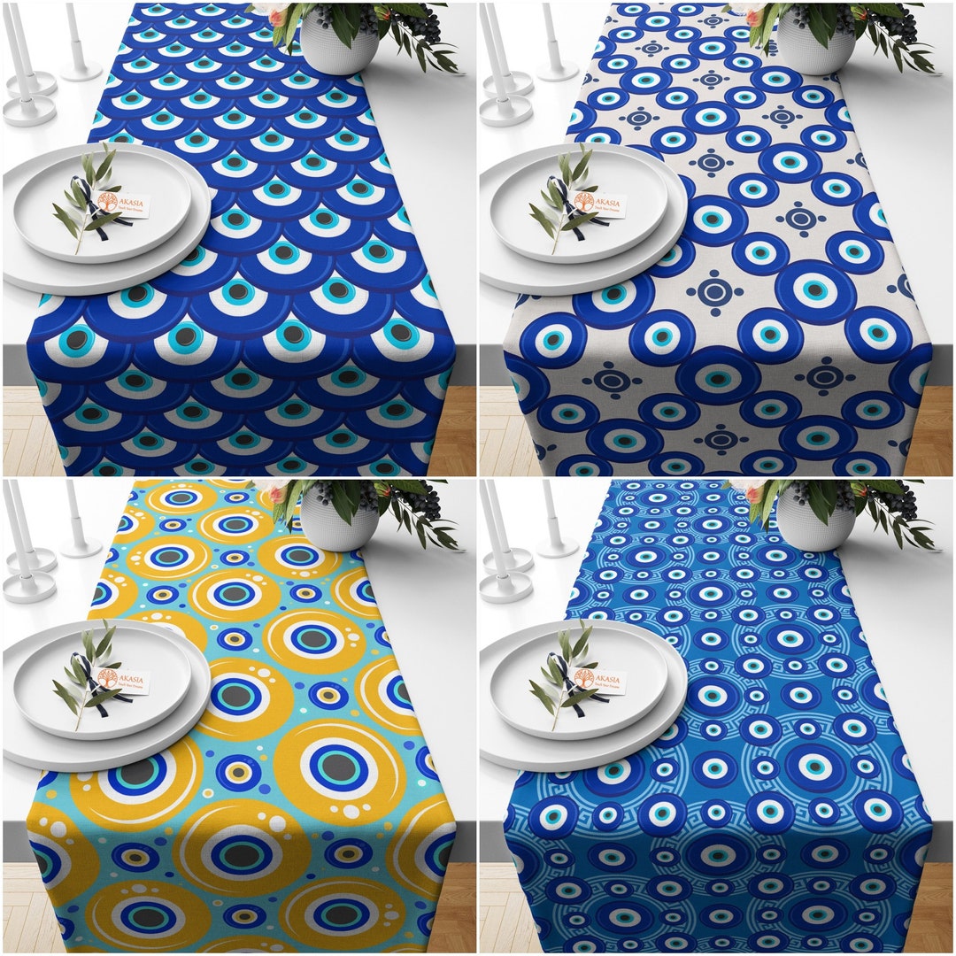 Good Luck Tablecloth|boho Table Runner|turkish Greek Evil Eye Tabletop ...