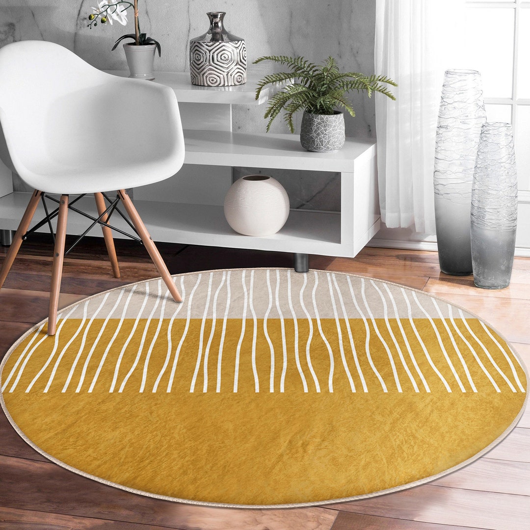 Abstract Shapes Round Rug|non-slip Round Carpet|geometric Circle Carpet ...