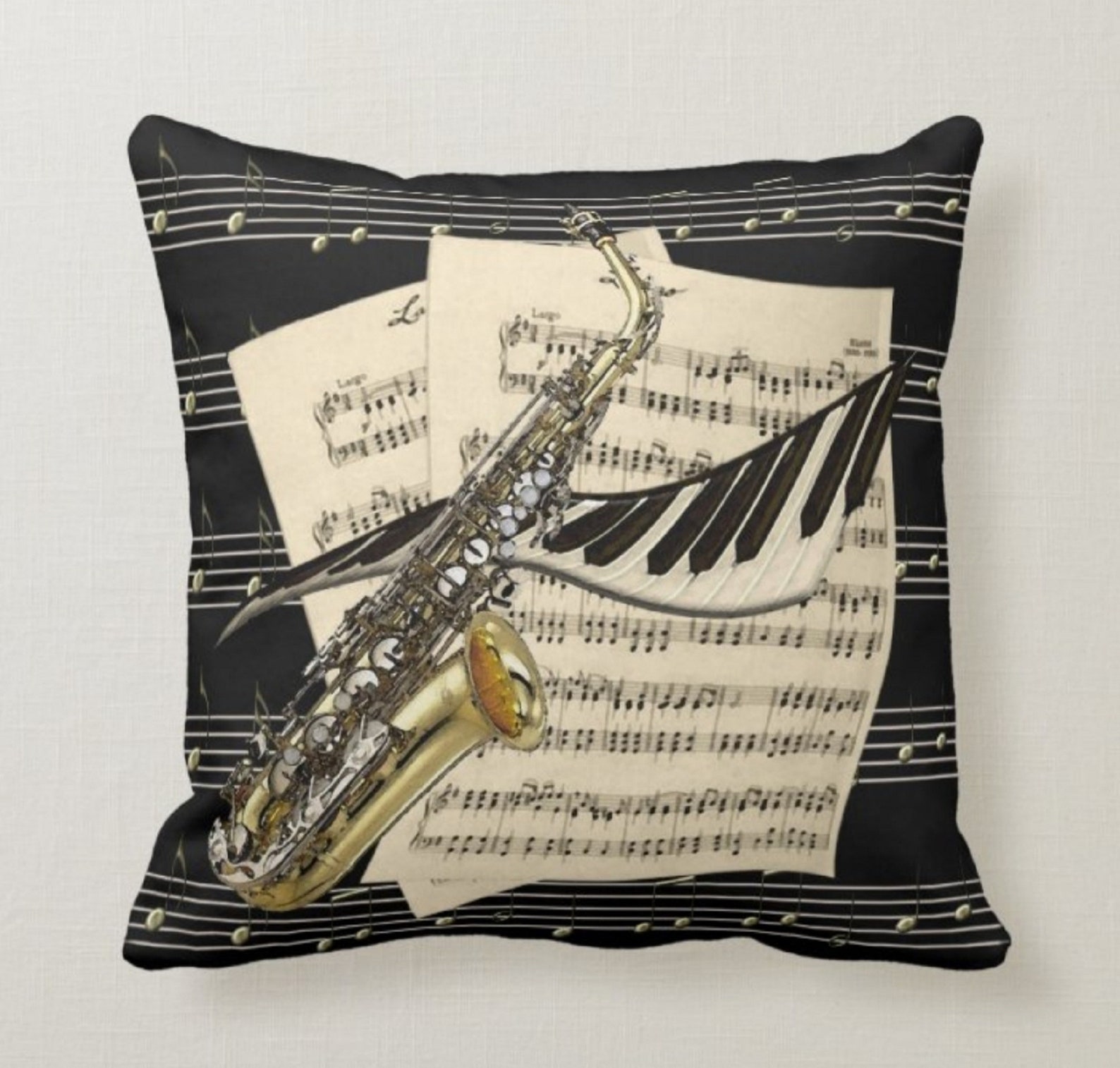 Musical Pillow Casemusic Instrument Pillow Covermusical Note - Etsy