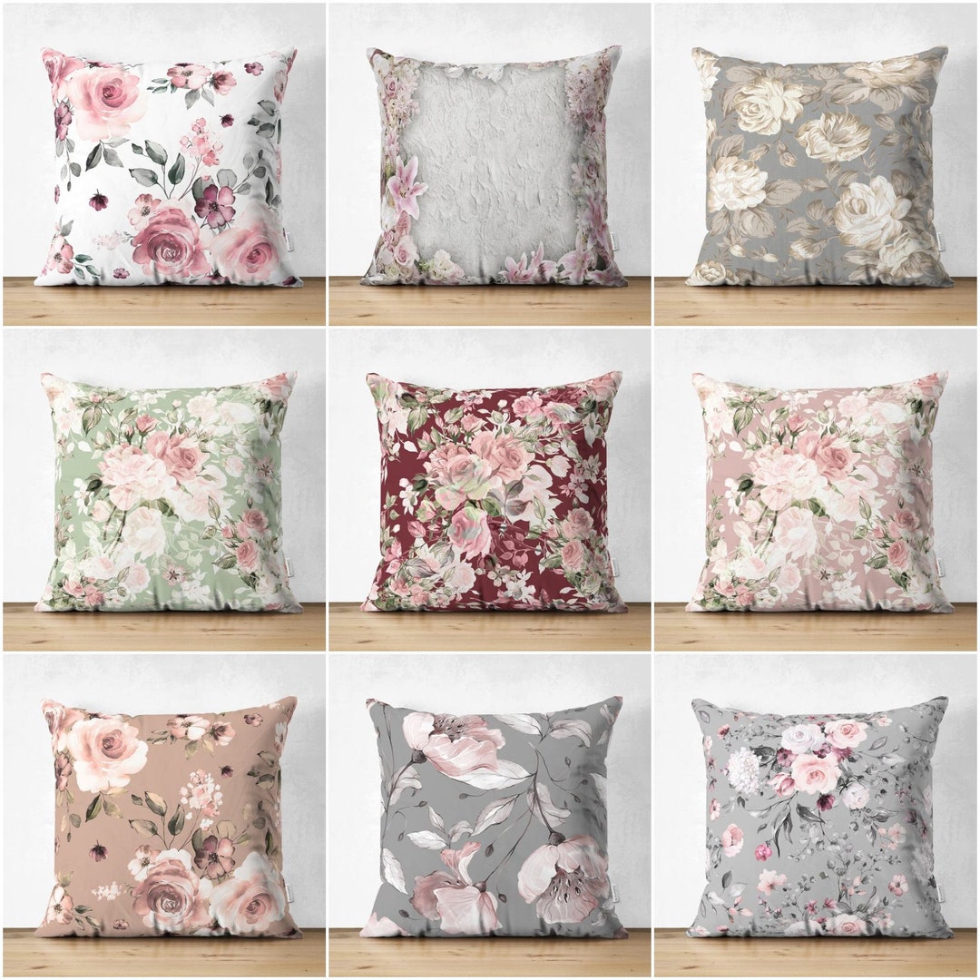 Floral Pillow Cover|summer Trend Cushion Case|pale Color Flower Home ...