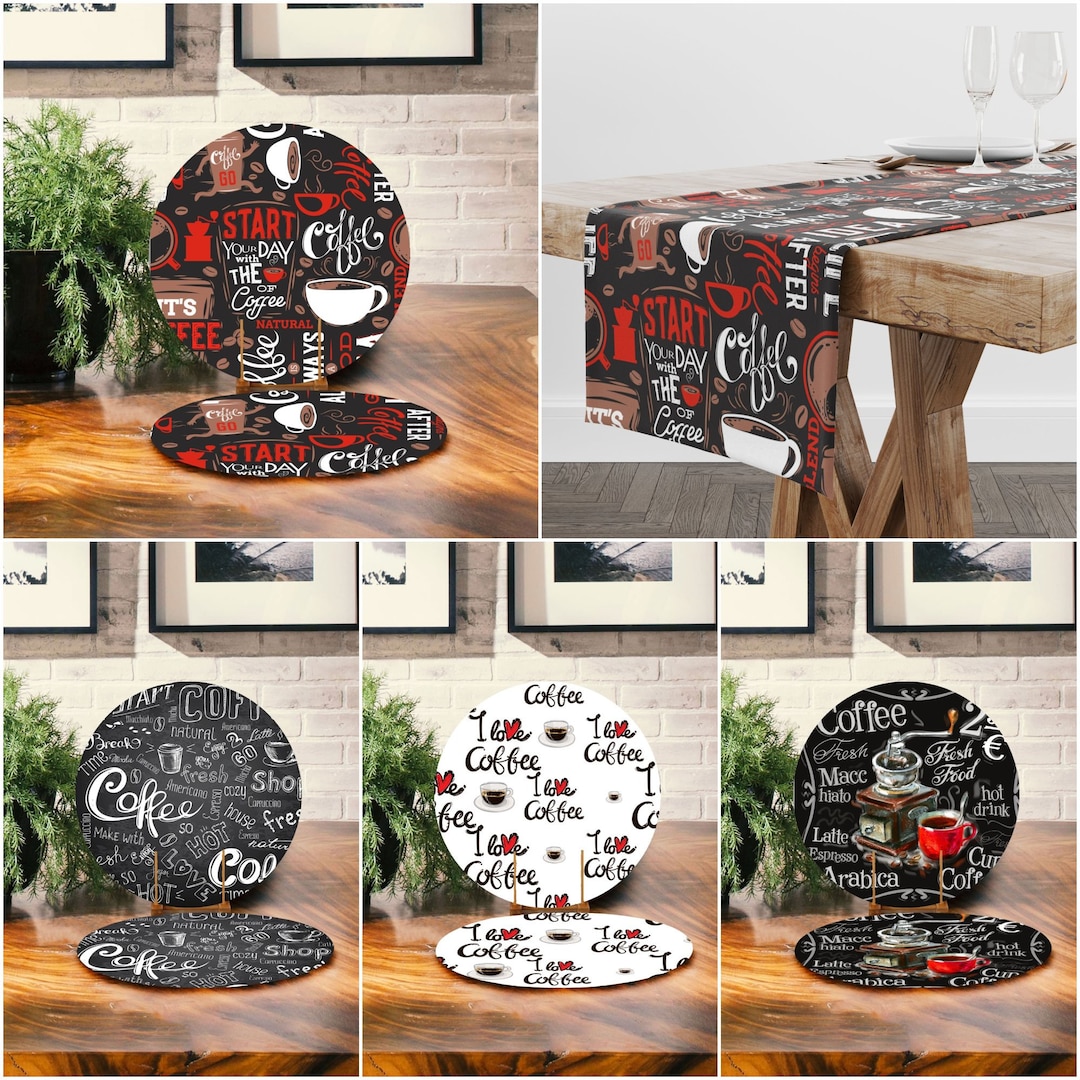 Coffee Placemat & Table Runner|Coffee Table Top|Set of 2 Coffee Supla ...