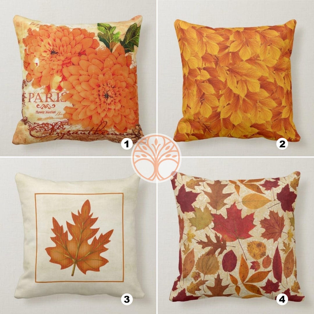 Fall Trend Pillow Cover|autumn Cushion Case|orange Leaves Throw Pillow ...