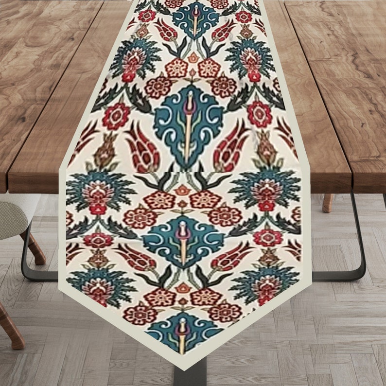 Tile Pattern Tapestry Table Runnertulip Tile Pattern Fabric - Etsy