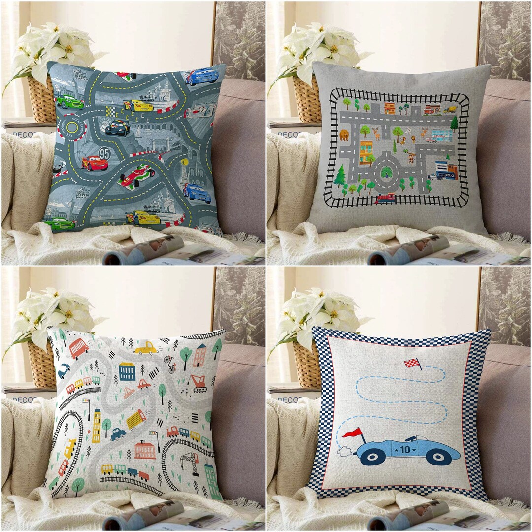 Kids Pillow Cover|racing Car Cushion Case|educational Game Path Kids ...
